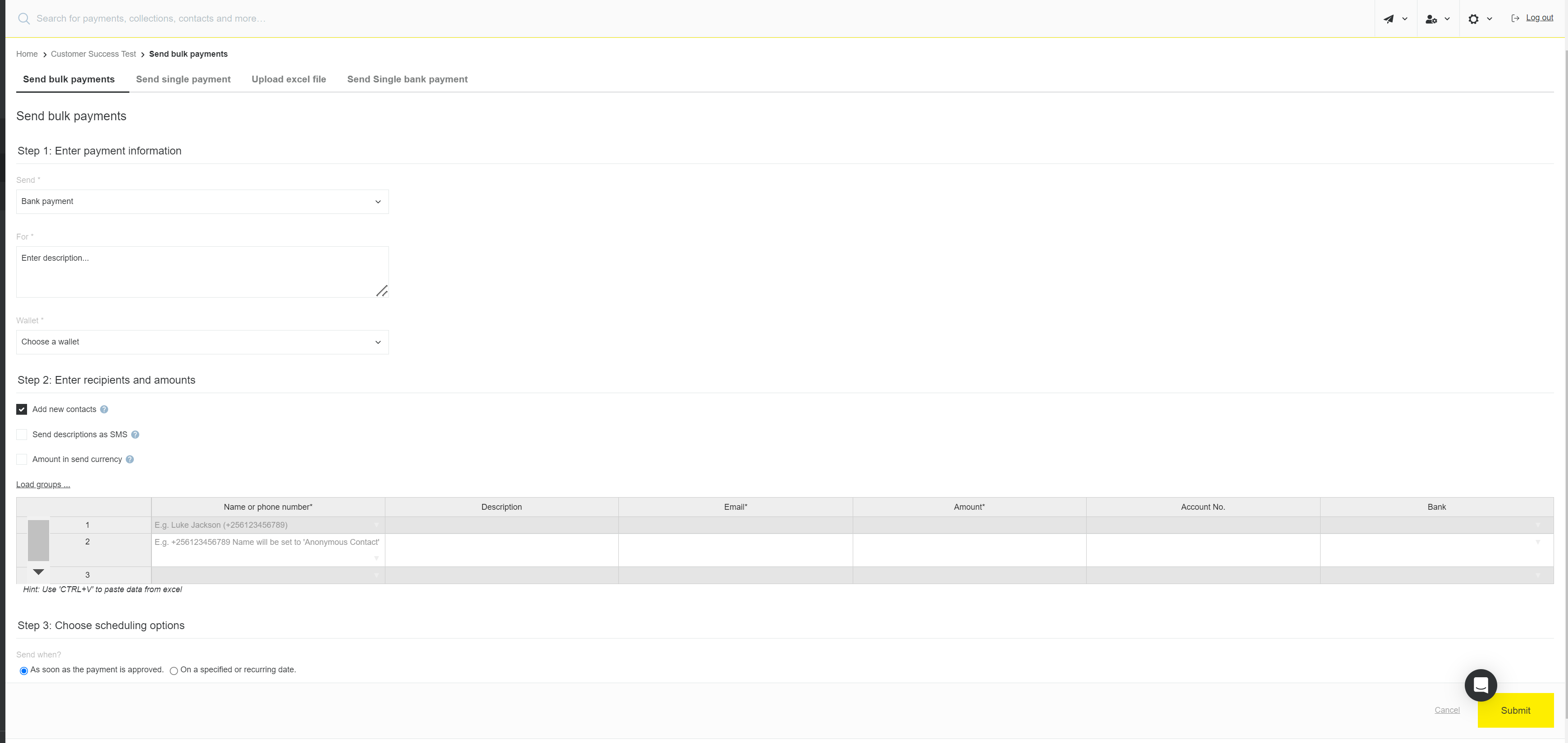 How to process a Bulk Bank Payment – Onafriq Enterprise